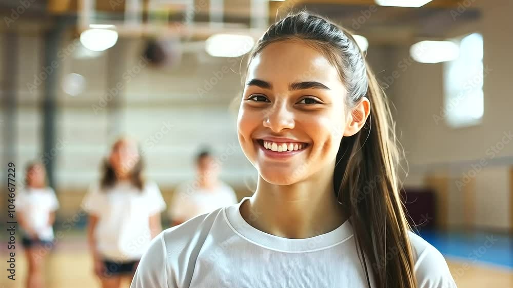 Elementary PE Class. Happy Young Female Coach Engaging with Students ...
