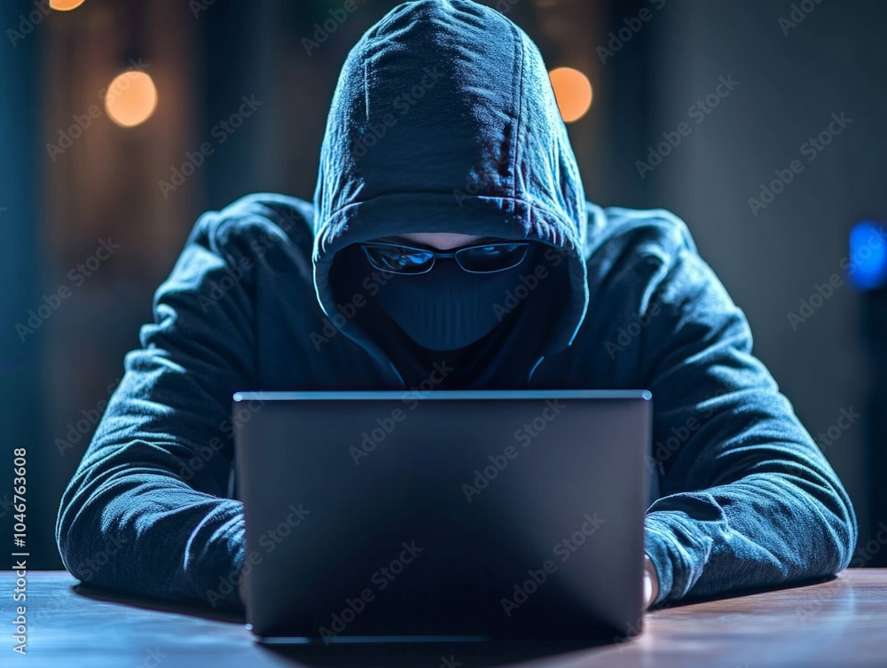 A hacker creating fake social media accounts to scam users, exploiting personal information ...