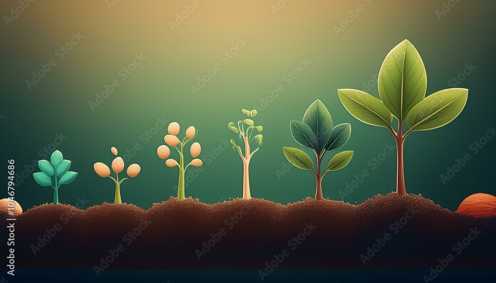 Illustration of plant growth stages from seed to mature plant ...