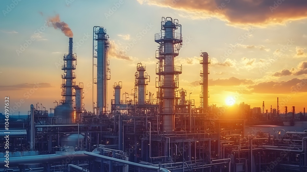 Chemical plant refinery industrial equipment background. Business ...