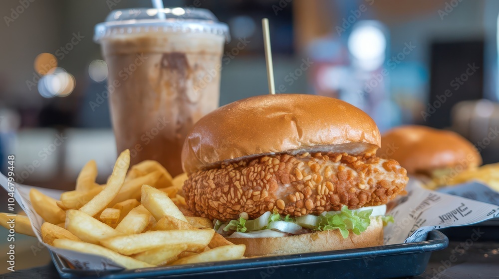 crispy zinger burger isolated background template for mockup, fast food ...