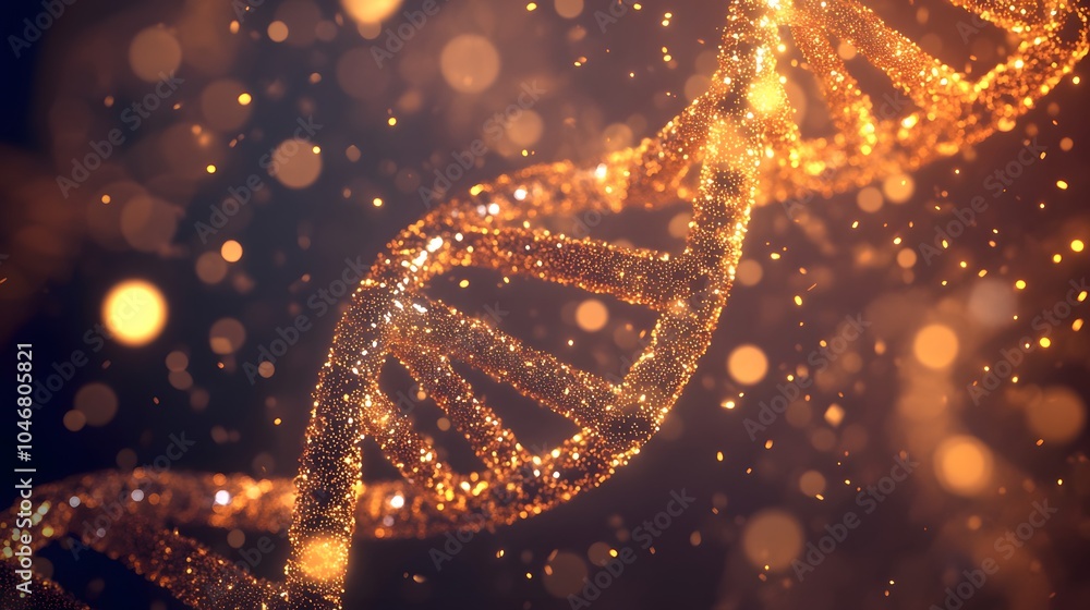 Abstract animated structure of a DNA molecule from particles. Concept ...