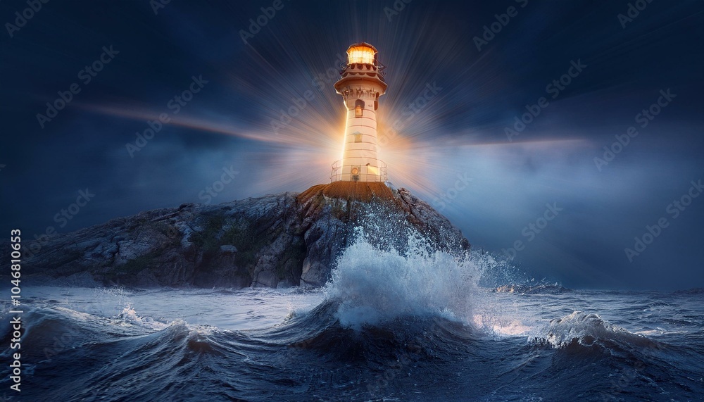Faro marino, junto al abrazo de mar, y la luz de launa Stock Photo ...