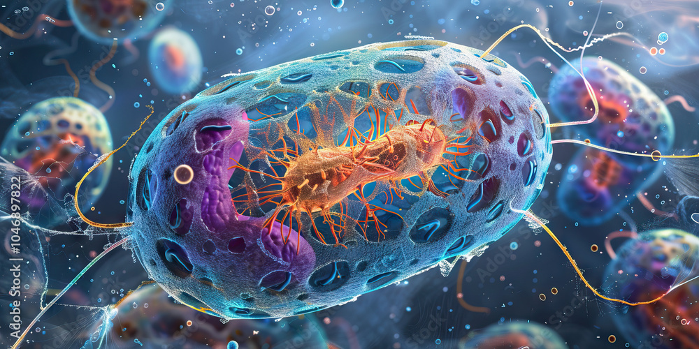 An artistic interpretation of a prokaryotic cell, emphasizing its ...