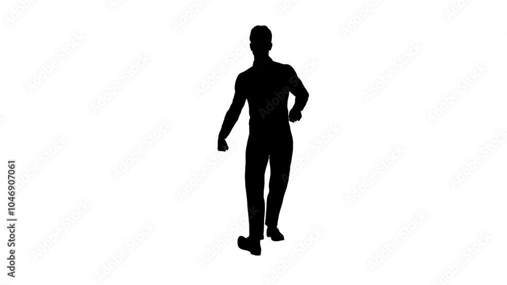 3D render : a silhouette male character is walking , strut around ...