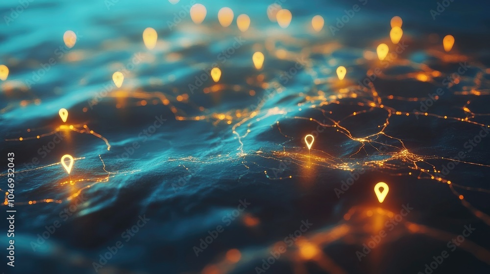 Digital world map with glowing location pins, symbolizing travel ...