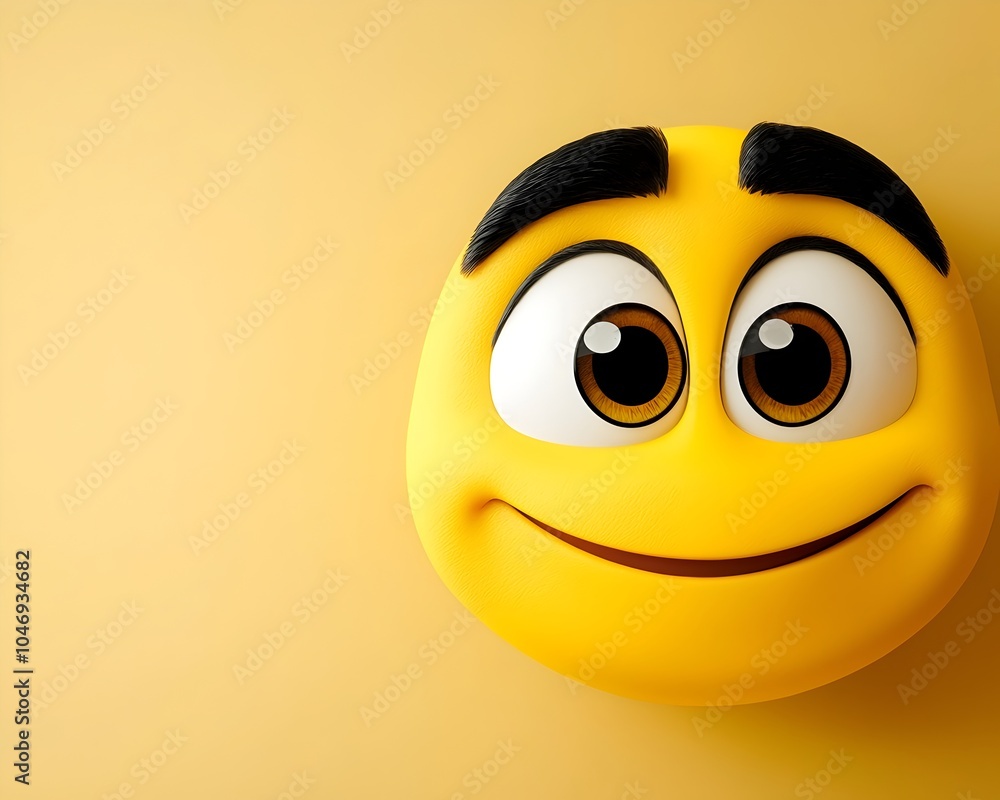 Confident and Playful Cartoon Face Displaying a Smirk with Raised ...