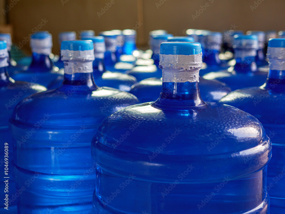 Water gallon Plastic blue gallon of purified drinking water inside the ...