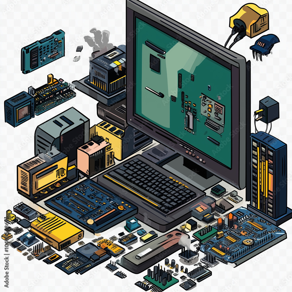 This image represents a computer engineer or programmer working on a ...