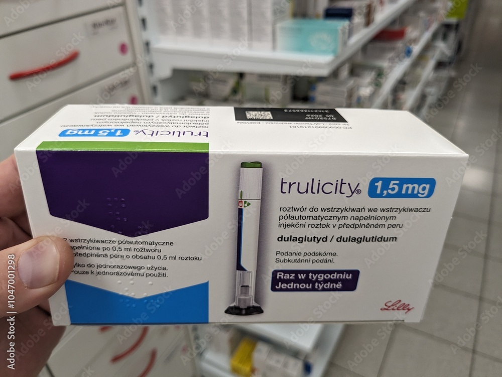 Prague,Czech republic- June 22 2023:box of TRULICITY 1,5 mg Eli lilly ...