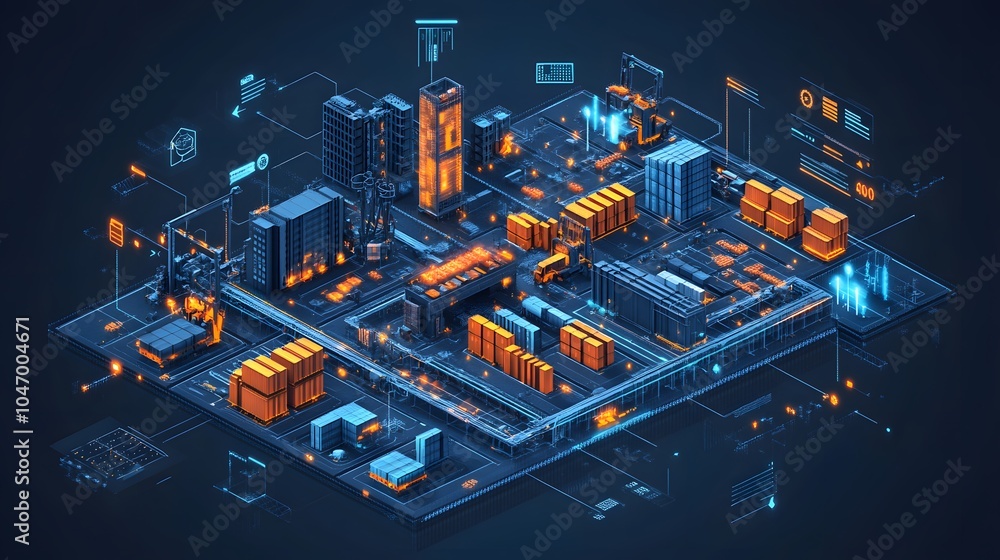 Futuristic Cityscape with Glowing Lines and Data Network - Smart City, Technology, Digital ...