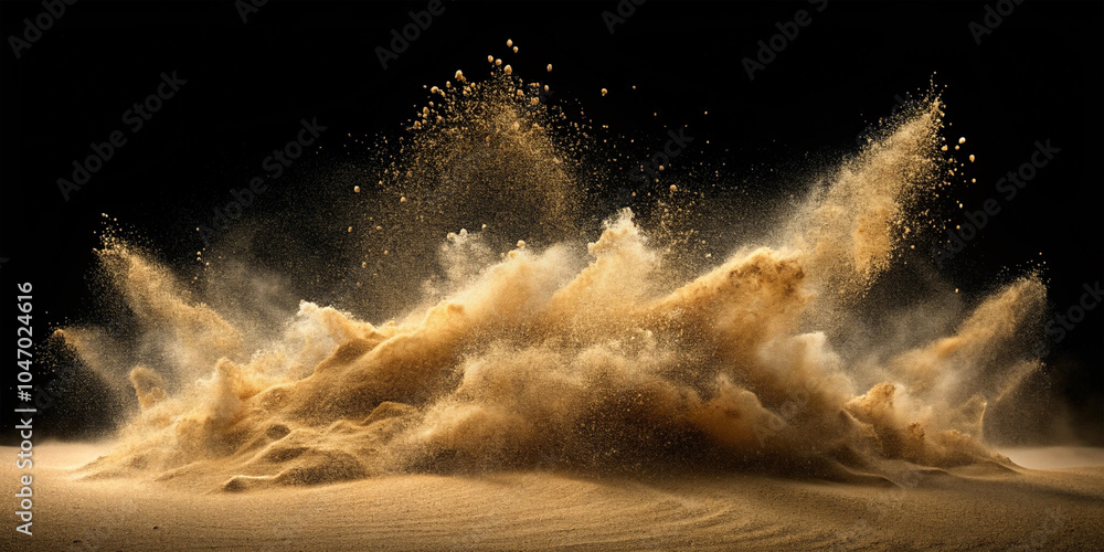 Sand explosion dust on a transparent background, capturing dynamic ...