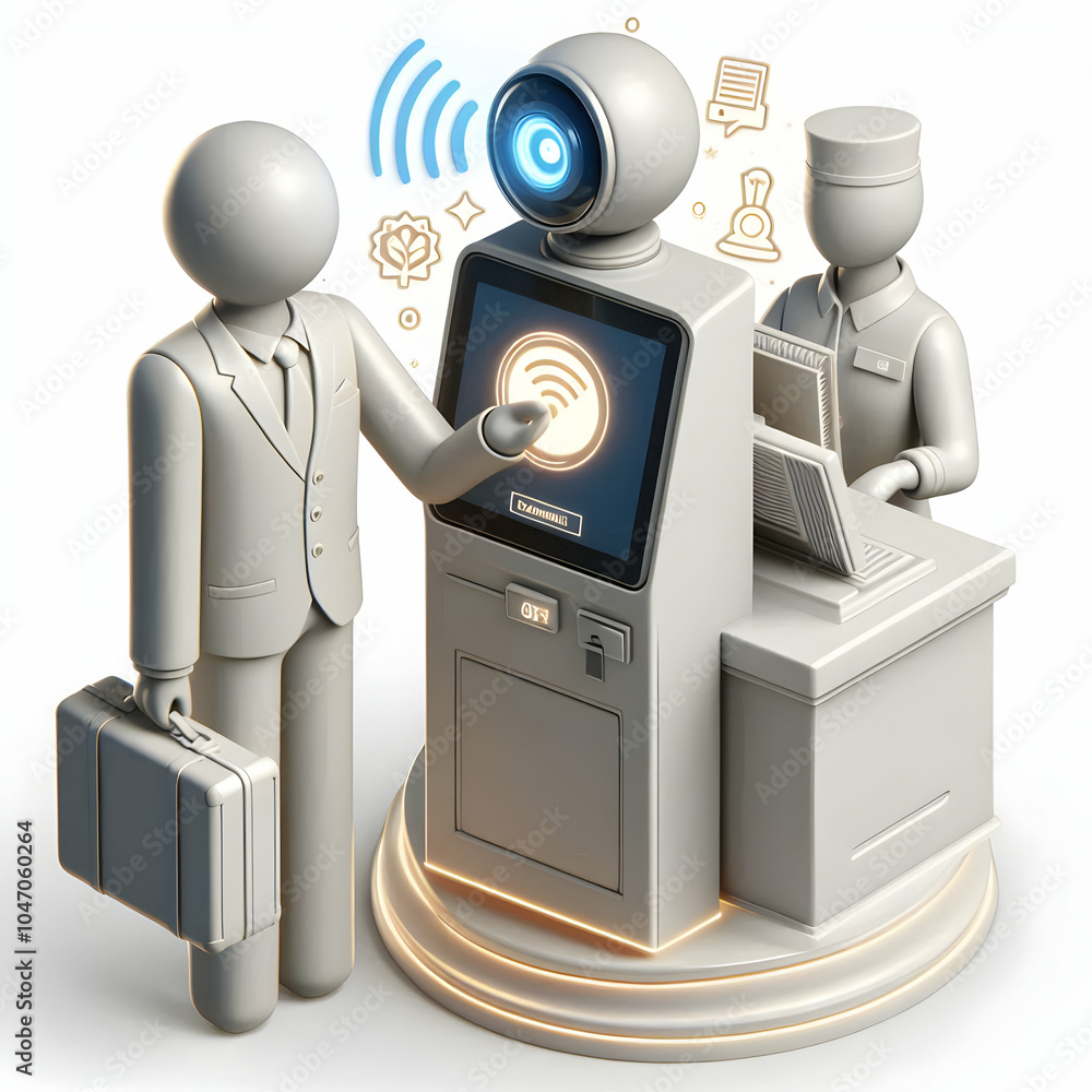 3D Automated Hospitality Services Concept Hotel Receptionist Automated ...