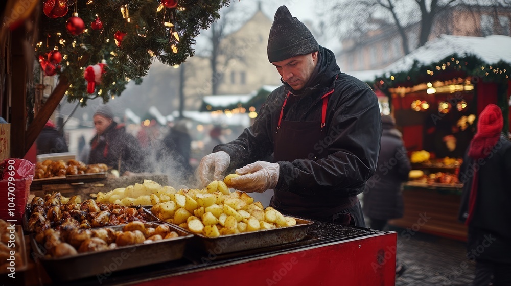In Krakow, Poland, traditional Polish street food is served at a ...