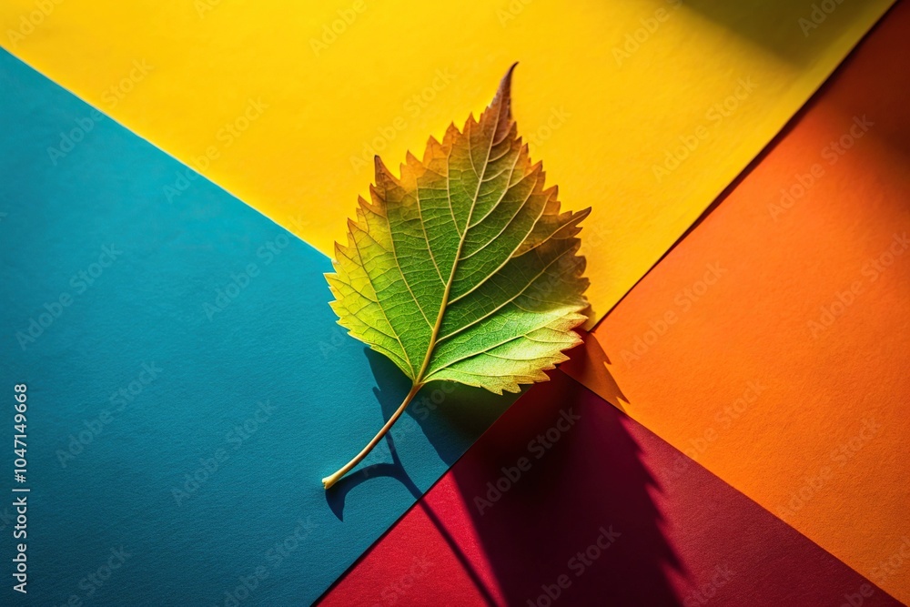 Study of contrast and form with a shadow of a leaf on a brightly ...