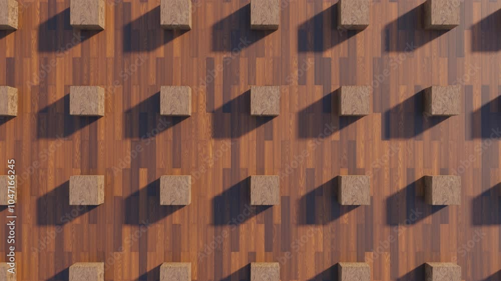 Wooden Cube Cascade: 3D Animation of Rolling Wooden Blocks on Parquet ...