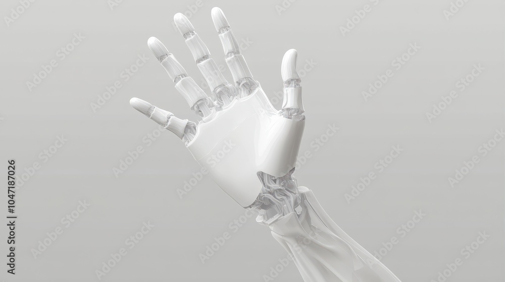 Robot hand raising finger transparent background. White robotic raising ...