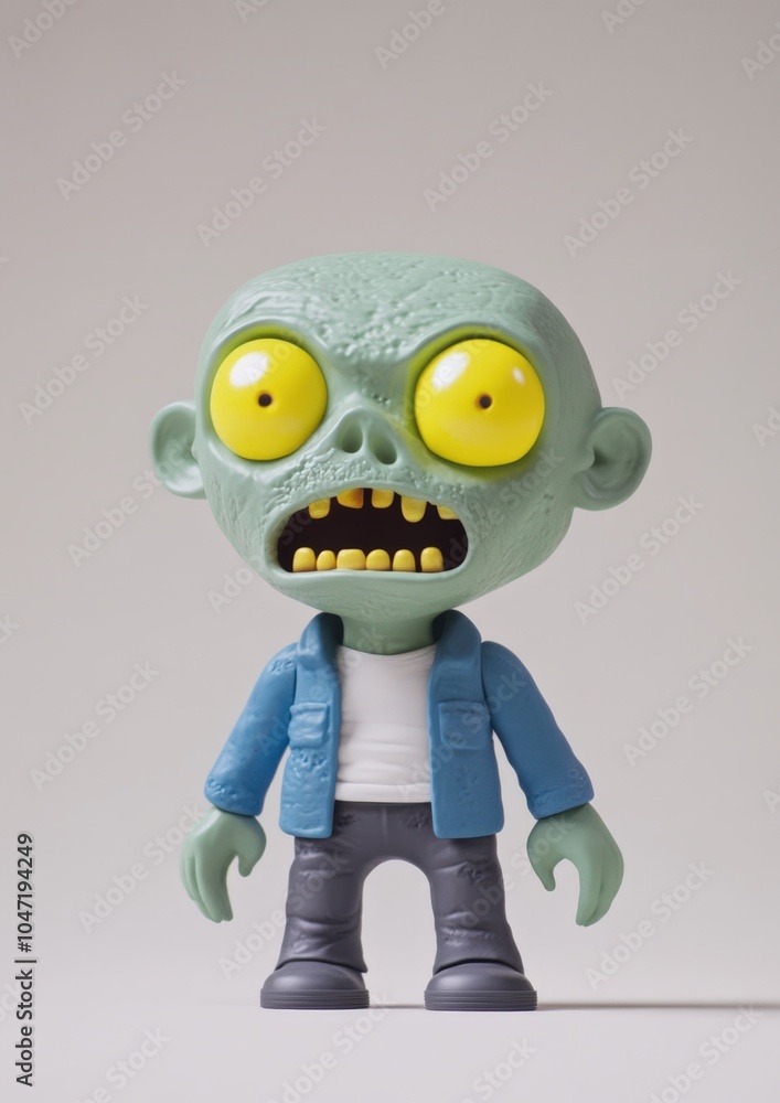 Creepy zombie figure with bulging eyes and sharp teeth Stock ...