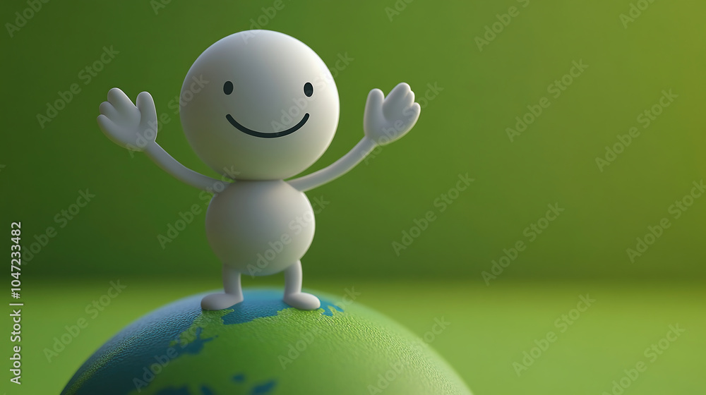 3D render of a cute, simple white stick figure standing on top of the ...