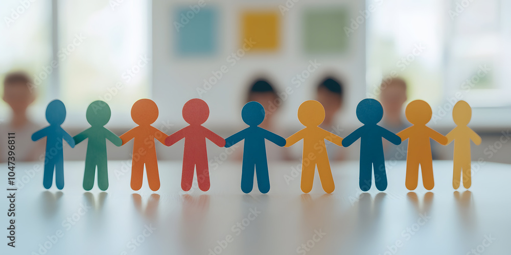 Paper People of All Colours Holding Hands Against a Primary School Kid ...