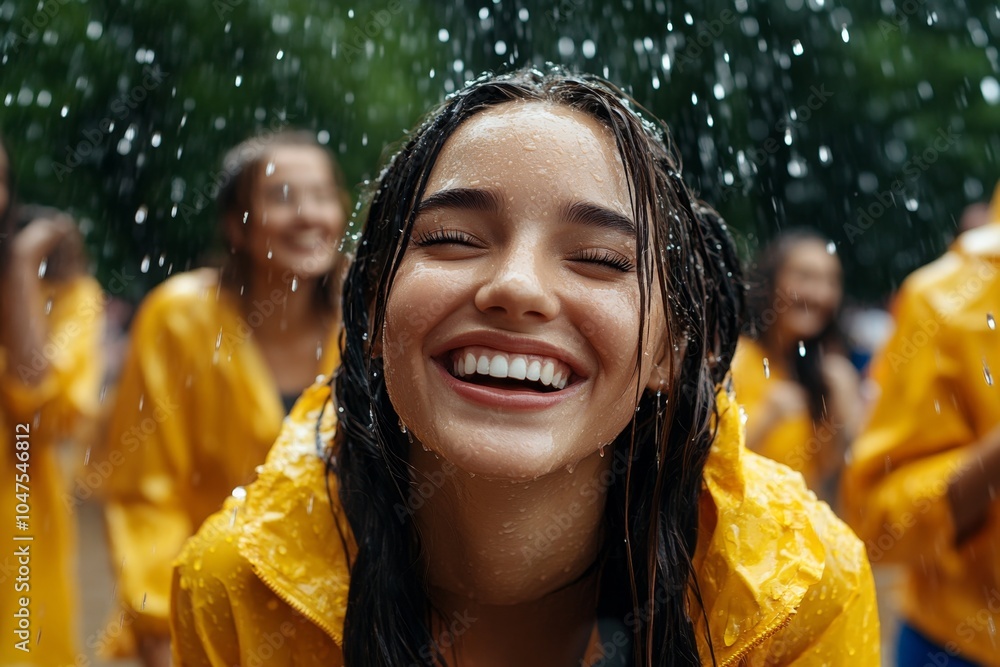 Hyper-realistic image of people dancing in the rain at the Glastonbury ...