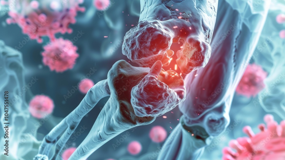 Bone cancer representation in the tibia, showcasing aggressive ...