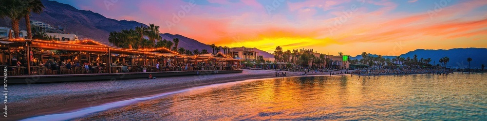 Eilat Resort: Central Public Beach at Sunset in Israel, Perfect for ...