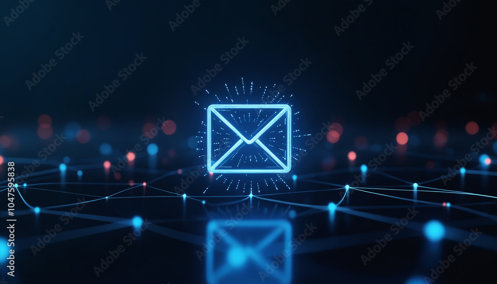 Email Icon with Network Connectivity: An email icon connected to a ...