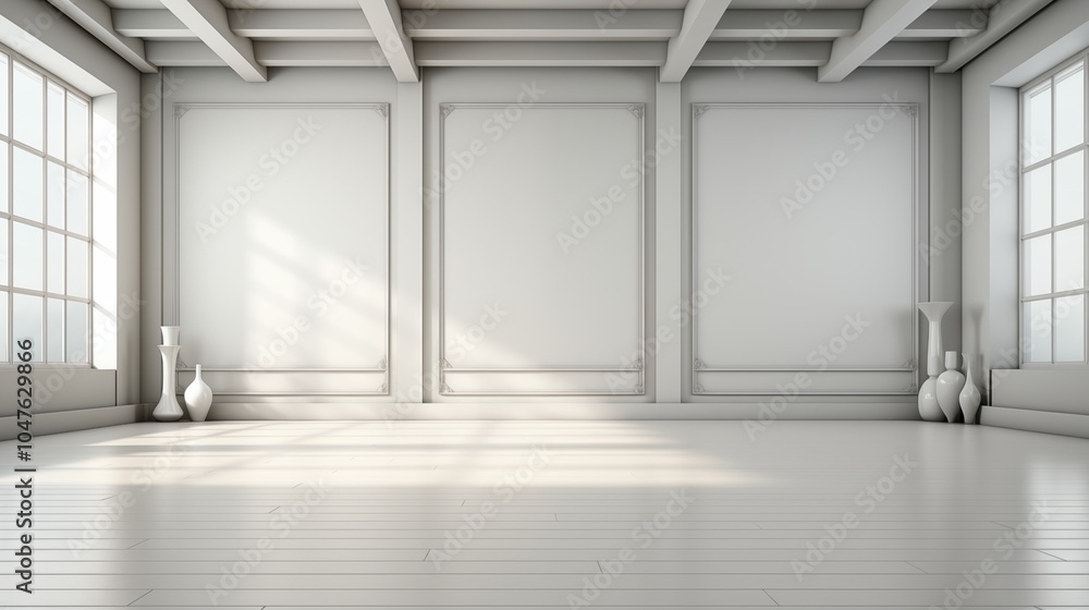 Minimal white studio template, providing a clean and open backdrop for ...