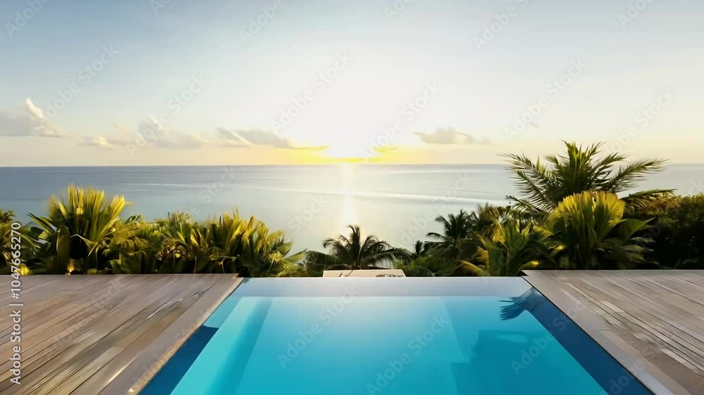 stunning 3D animation zooms out reveal luxurious modern beach villa ...