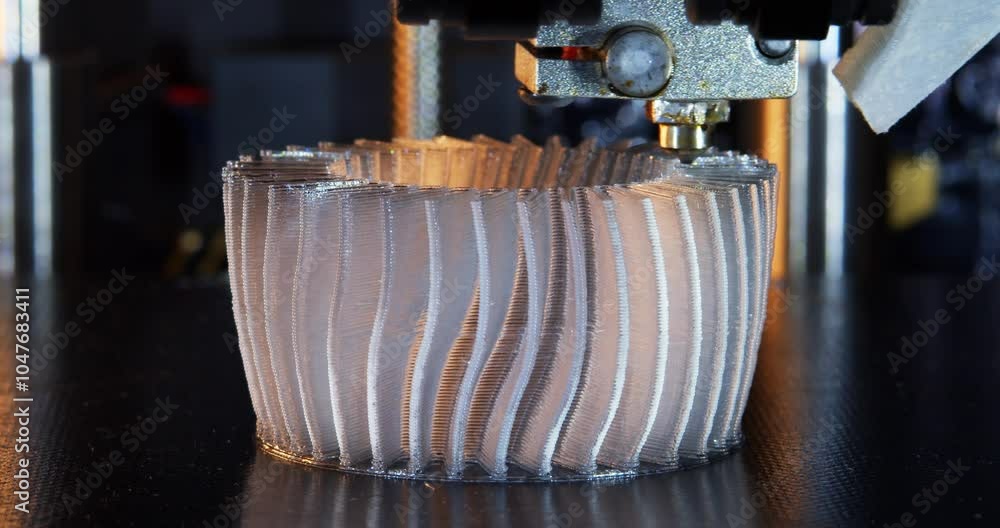 3D printer working. Fused deposition modeling, FDM. 3D printer printing ...