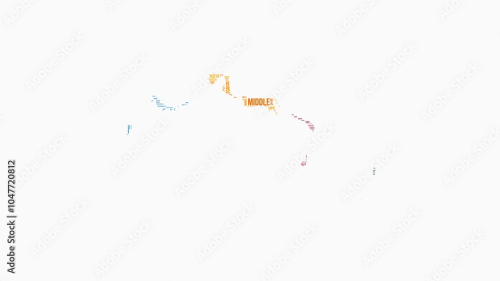 Turks and Caicos Islands regions word cloud animation. Country logo ...