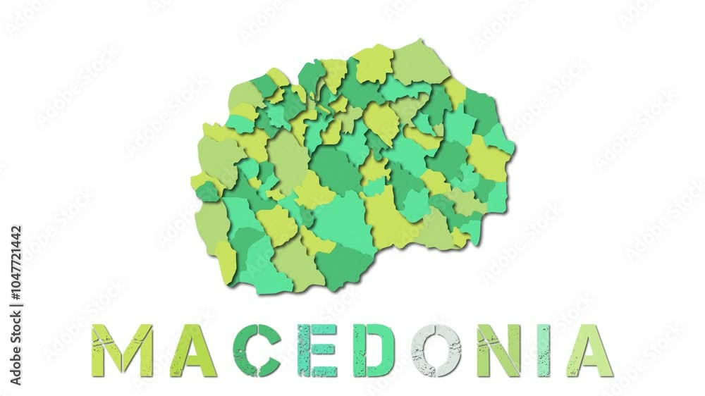 Macedonia map with paper regions. Animated country map growing from ...