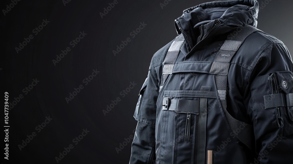 Branded workwear template for corporate identity, featuring black and ...