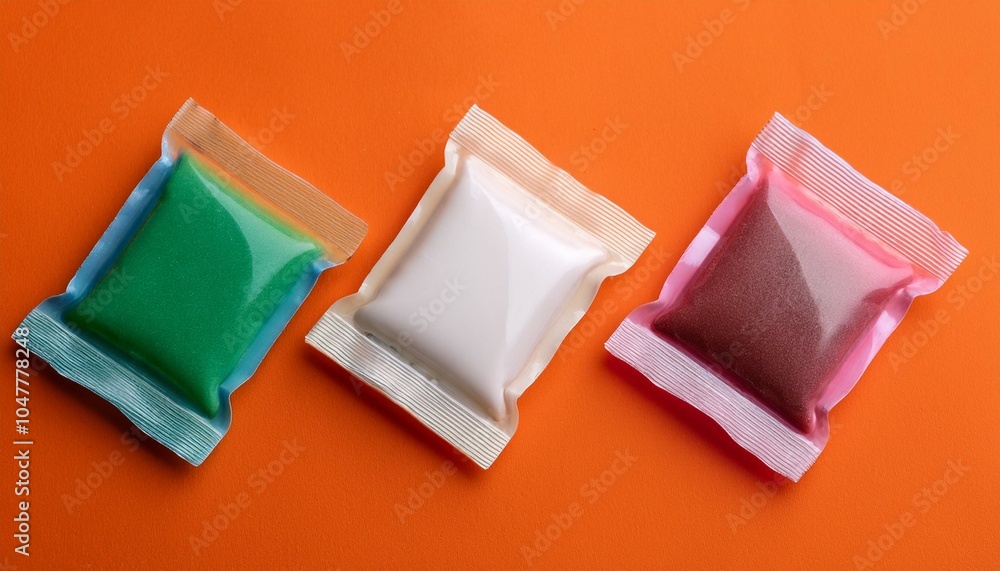 snus sachets with different flavors on an orange background Stock Photo ...