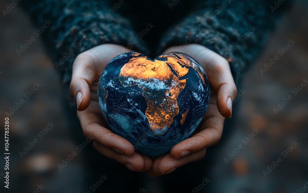 Heart and planet icon for World Kindness Day logo with hands cradling ...