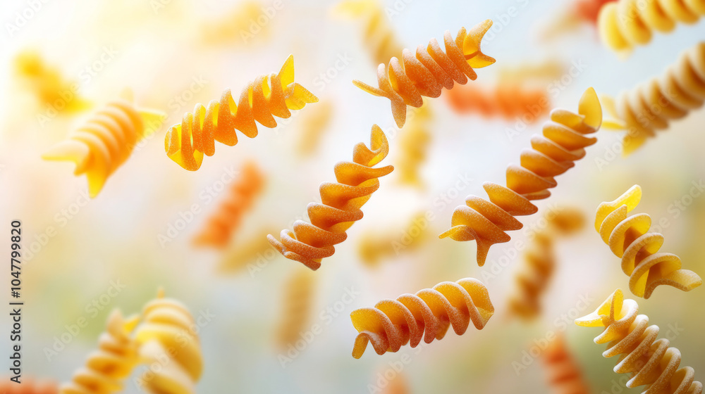 Fusilli pasta falling through the air. Dynamic food image showing ...