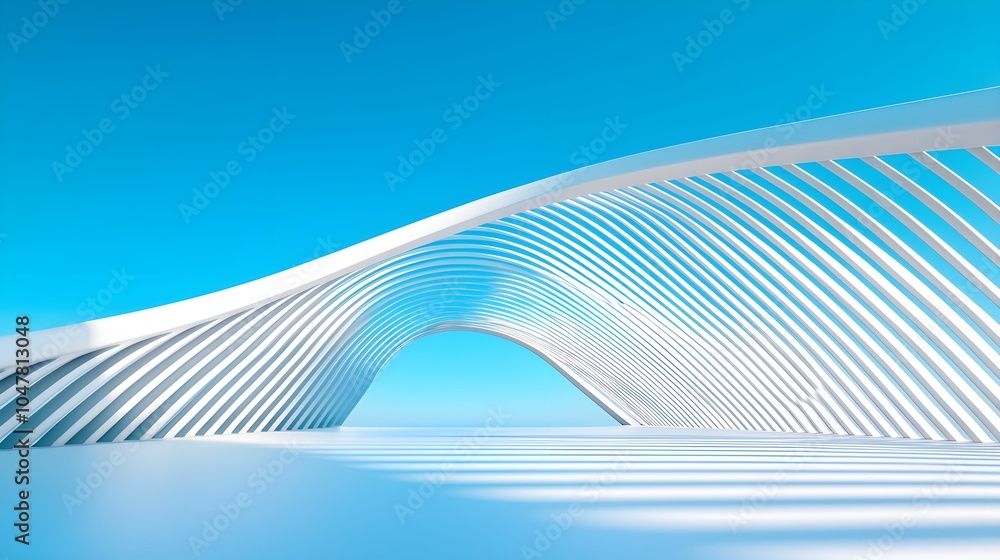 Iconic arched bridge photographed from below, with clean, sharp lines ...