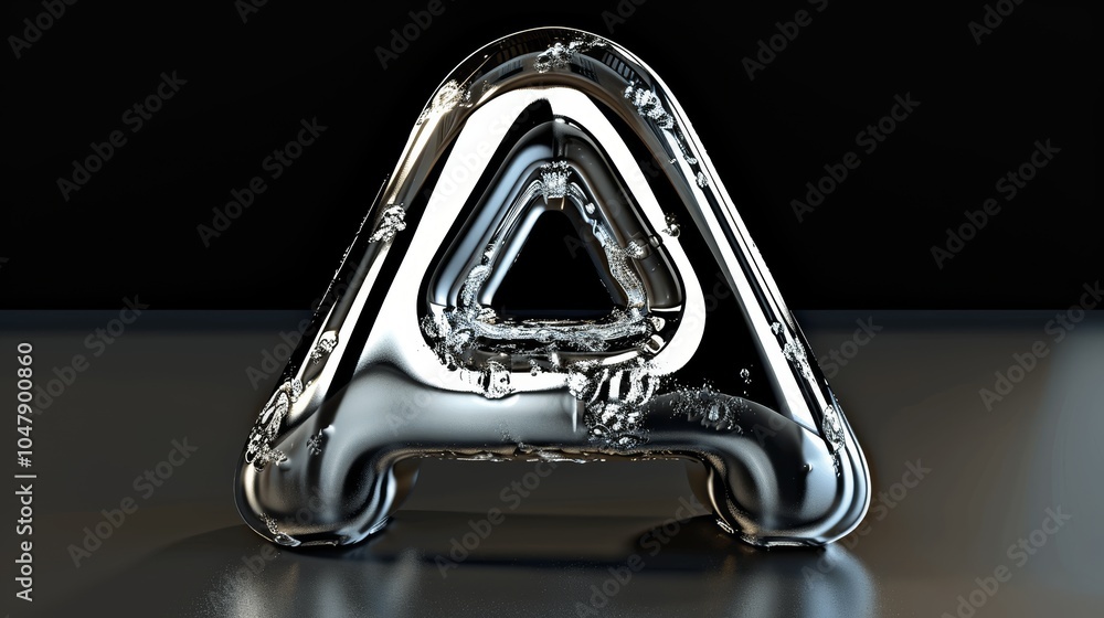 Liquid Metal Letter A - Reflective Chrome Typography with Polished ...