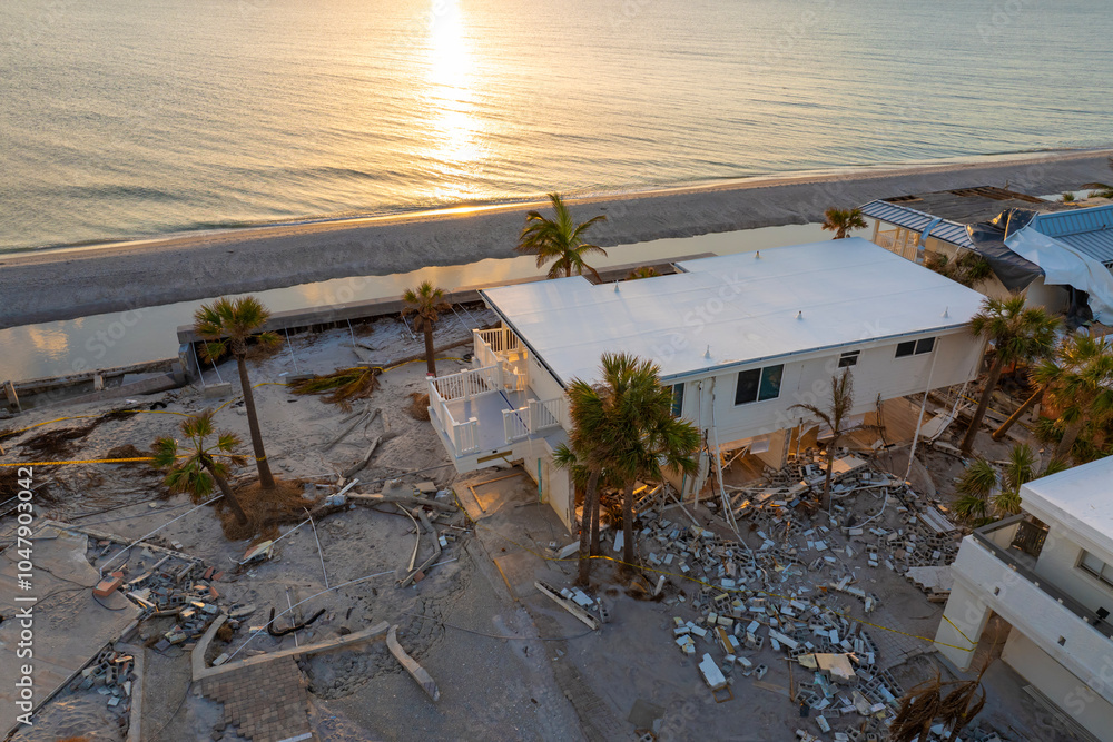 Hurricane Milton storm surge severe damage to waterfront house in ...
