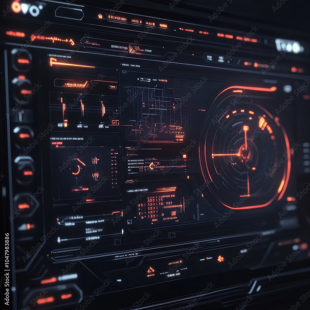 Cyberpunk HUD Interface: Futuristic digital dashboard with glowing ...