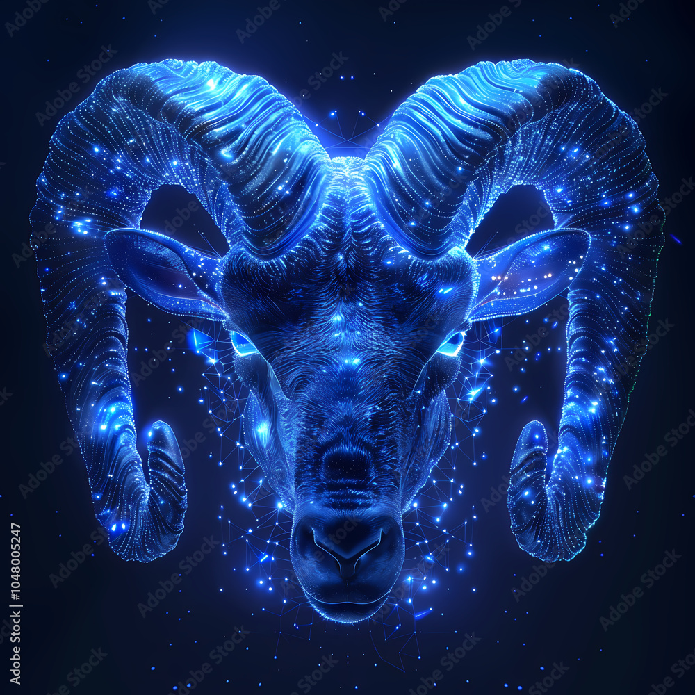 A powerful ram symbol representing the Aries zodiac, with strong ...