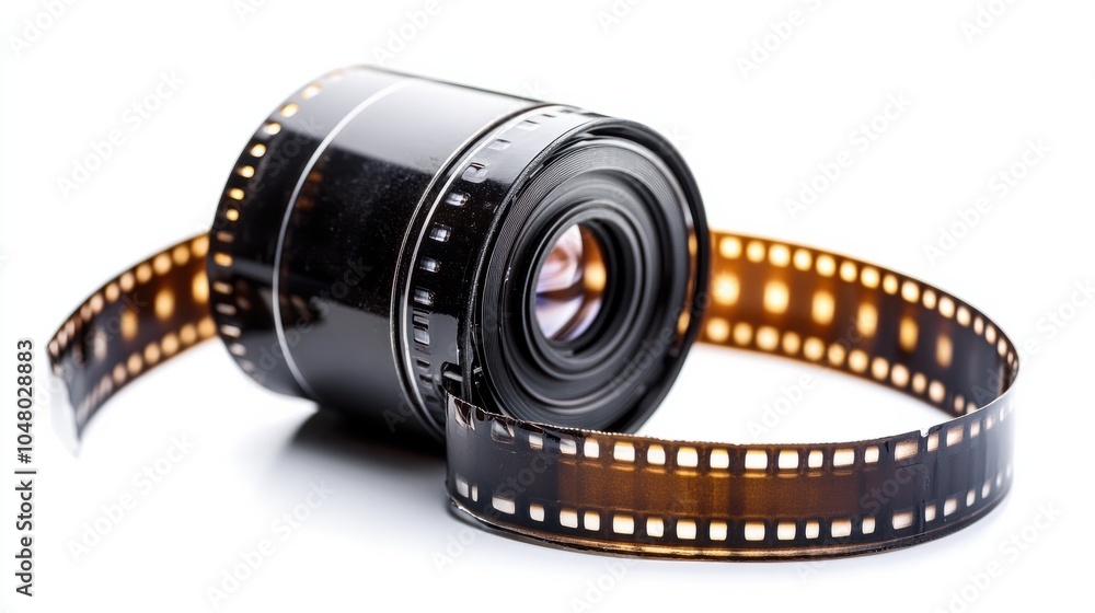 old-fashioned film canister and an exposed roll of film, showing the ...