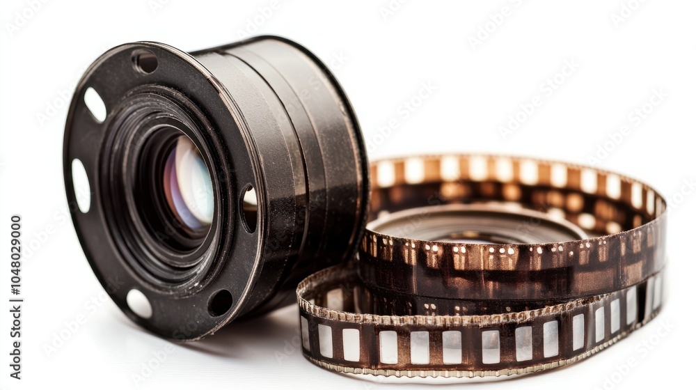 old-fashioned film canister and an exposed roll of film, showing the ...