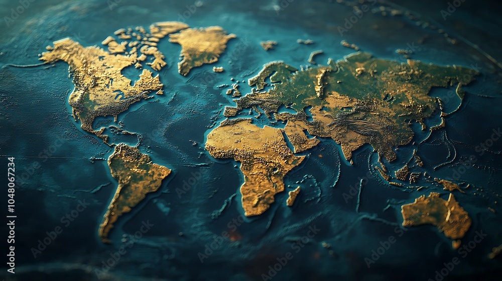 A highly detailed political world map with country borders and capital ...