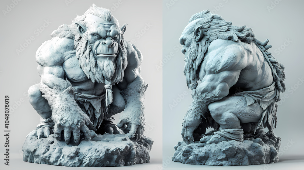 Sculpt a lifelike statue of a mythological creature from norse ...