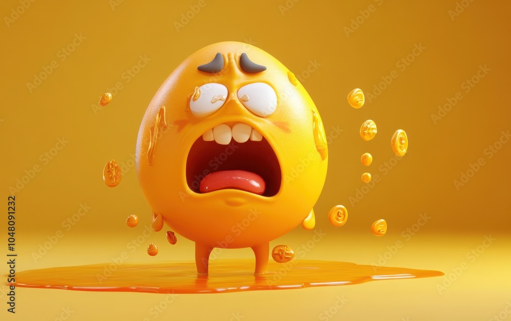 A 3D cartoon emoji of a person with a distressed expression, hunched ...
