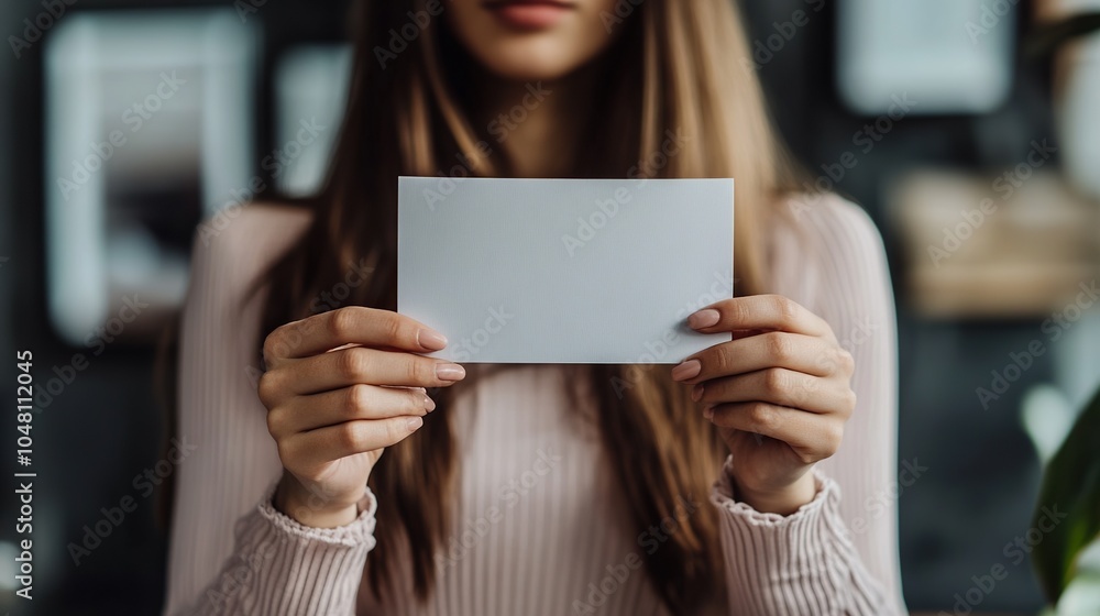Close up hand women holding paper blank a4 size for letter paper on a ...