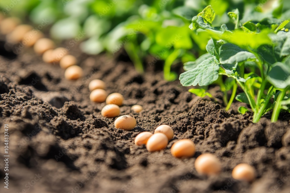 A close-up of legumes fixing nitrogen in the soil, a key process in ...