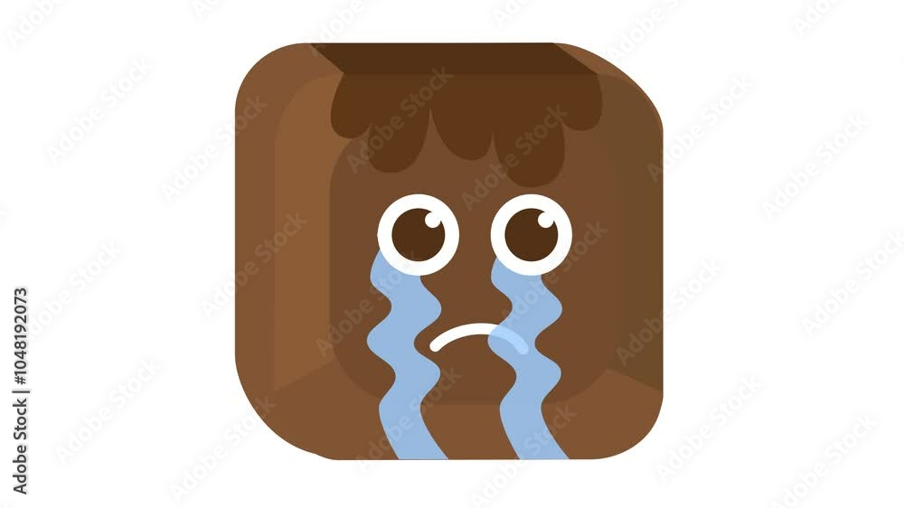 A sad-looking chocolate bar with big eyes and tears streaming down its ...